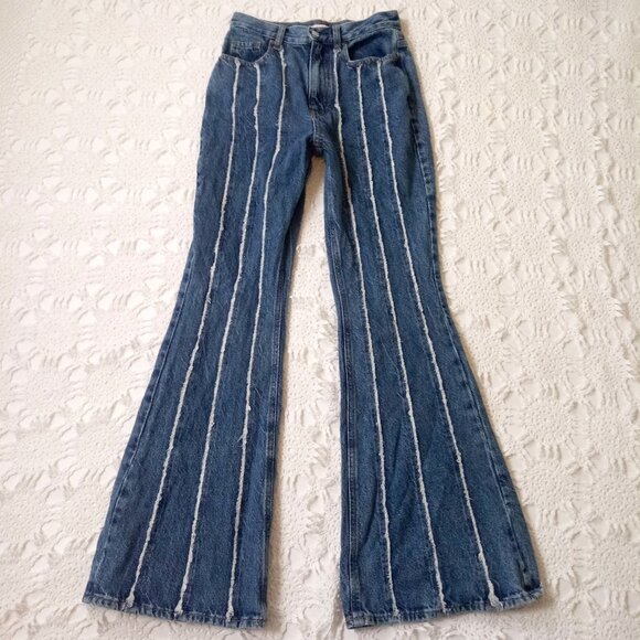 PacSun | Jeans | Pac Sun High Rise Flare Jeans Fray Stripe Medium Wash ...